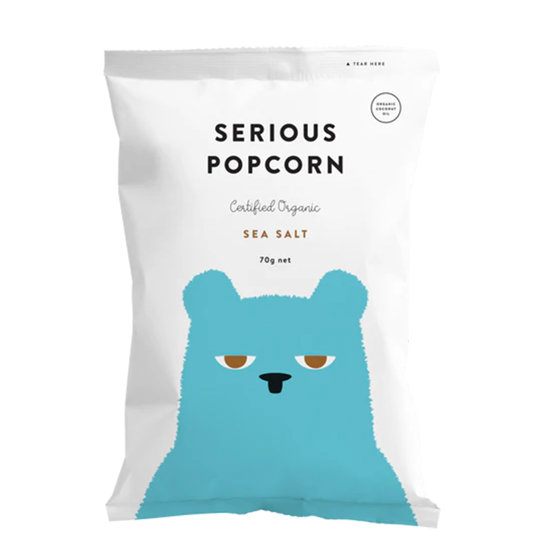 SERIOUS FOOD CO. SEA SALT POPCORN (70g) – Eatraw Organic Delivery